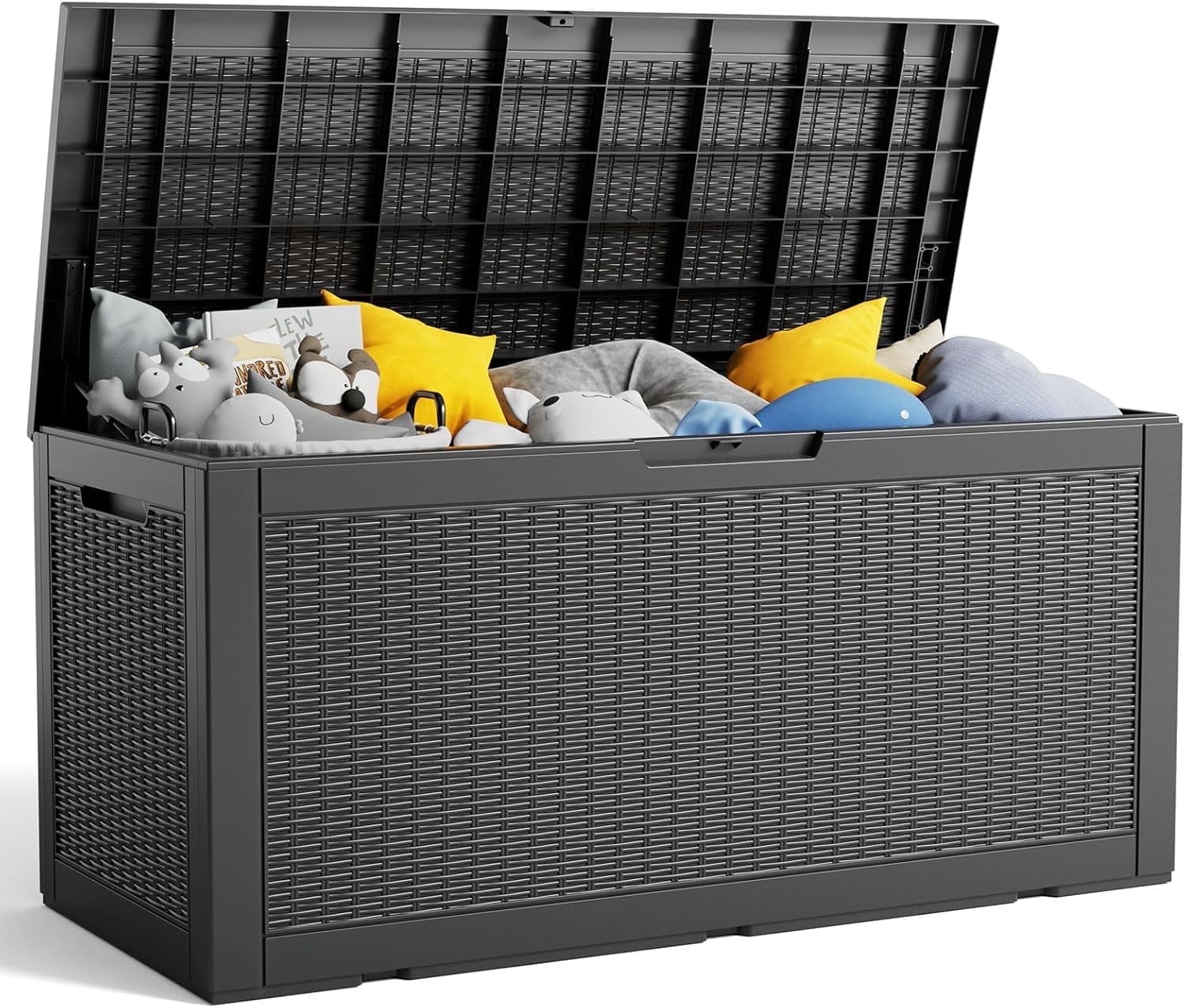 100 Gallon Resin Deck Box, Lockable Patio Outdoor Storage Box for ...