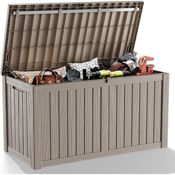 150 Gallon Resin Deck Box, Lockable Patio Outdoor Storage Box for ...