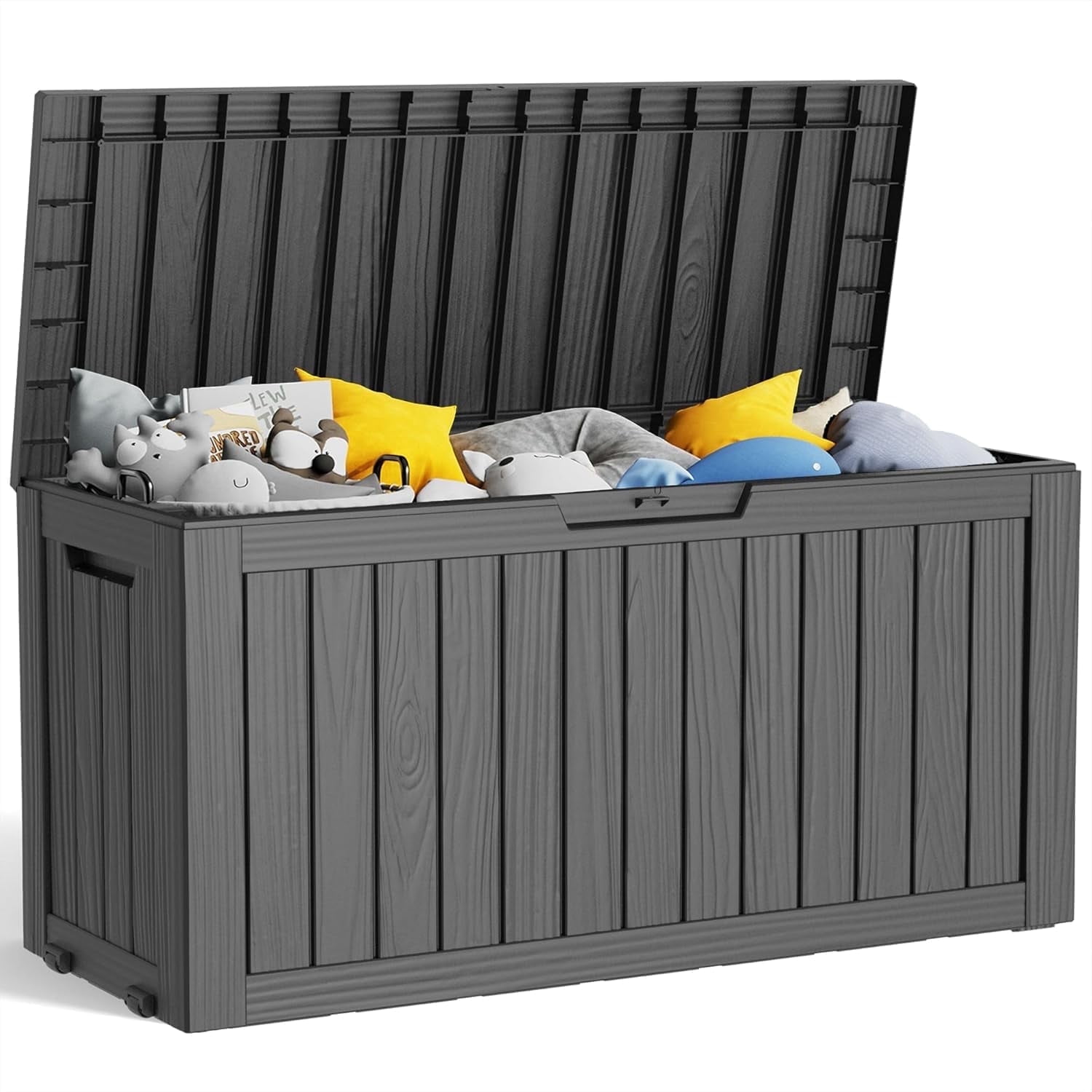 75 Gallon Resin Deck Box, Lockable Patio Outdoor Storage Box for ...