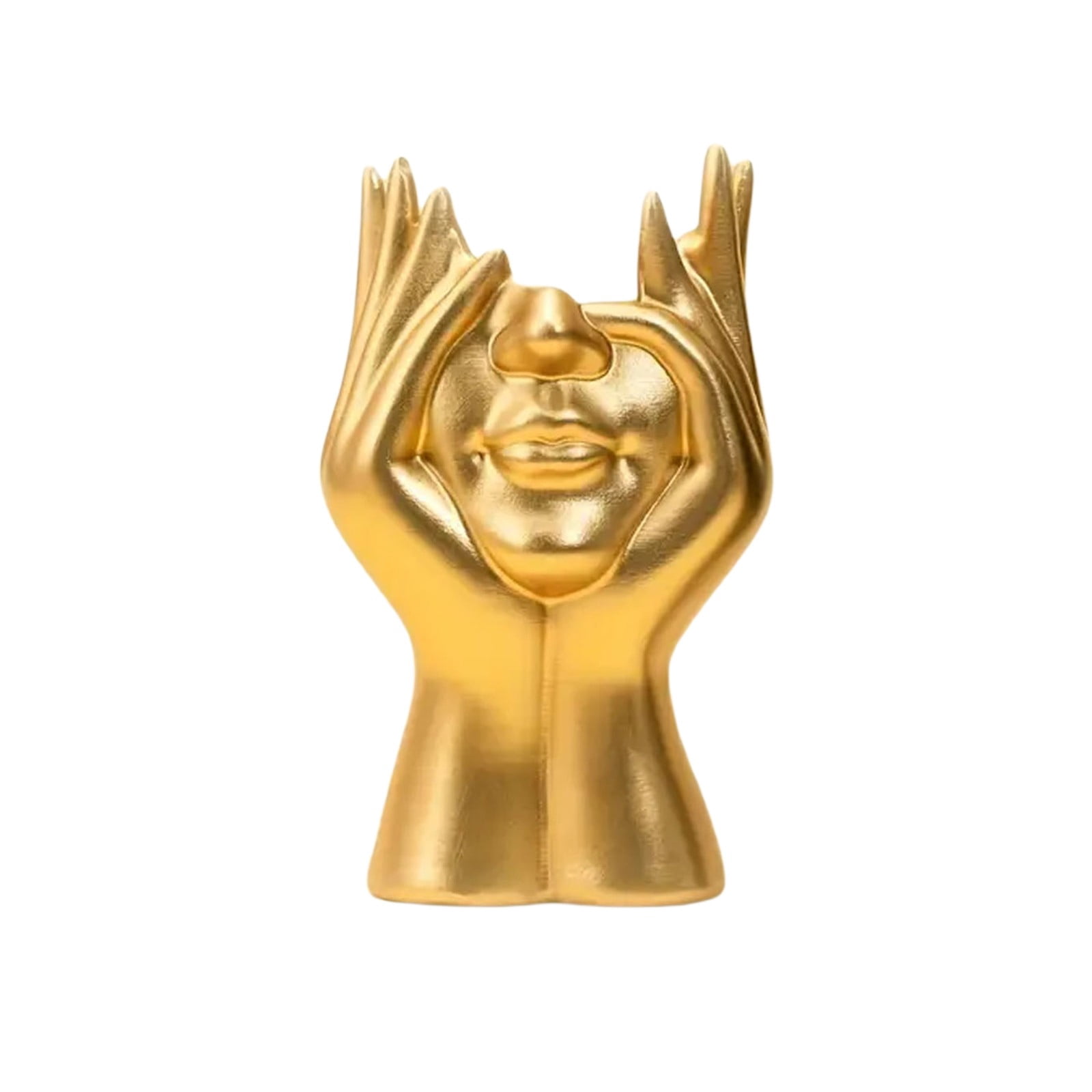 Resin Desktop Ornament Human Face Hands Holding Vase Decorative Storage ...