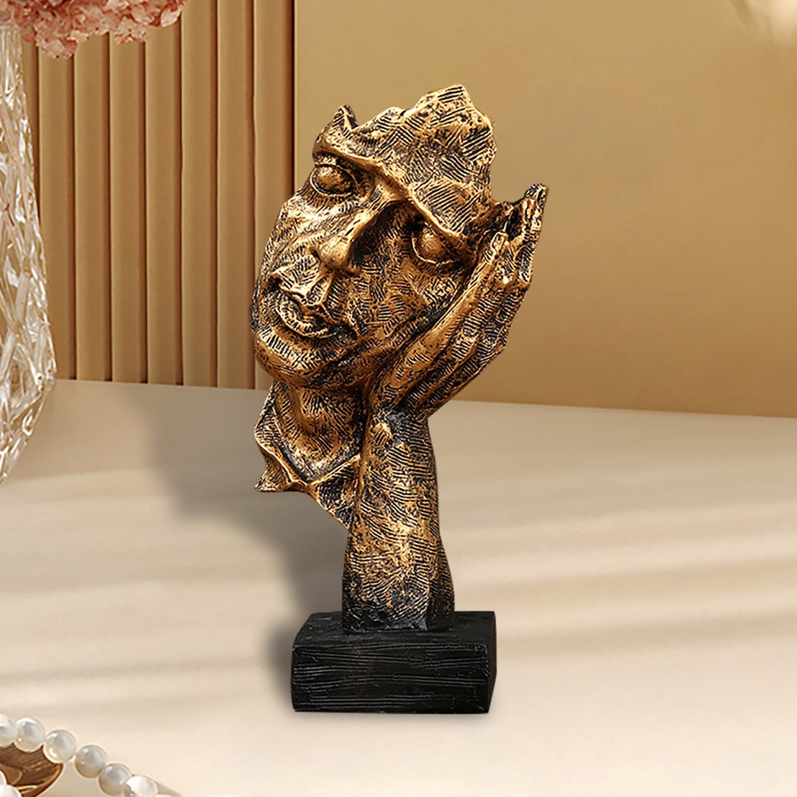 Resin Desktop Ornament Non Hear No Decorative Figurine for Bedroom Nail ...