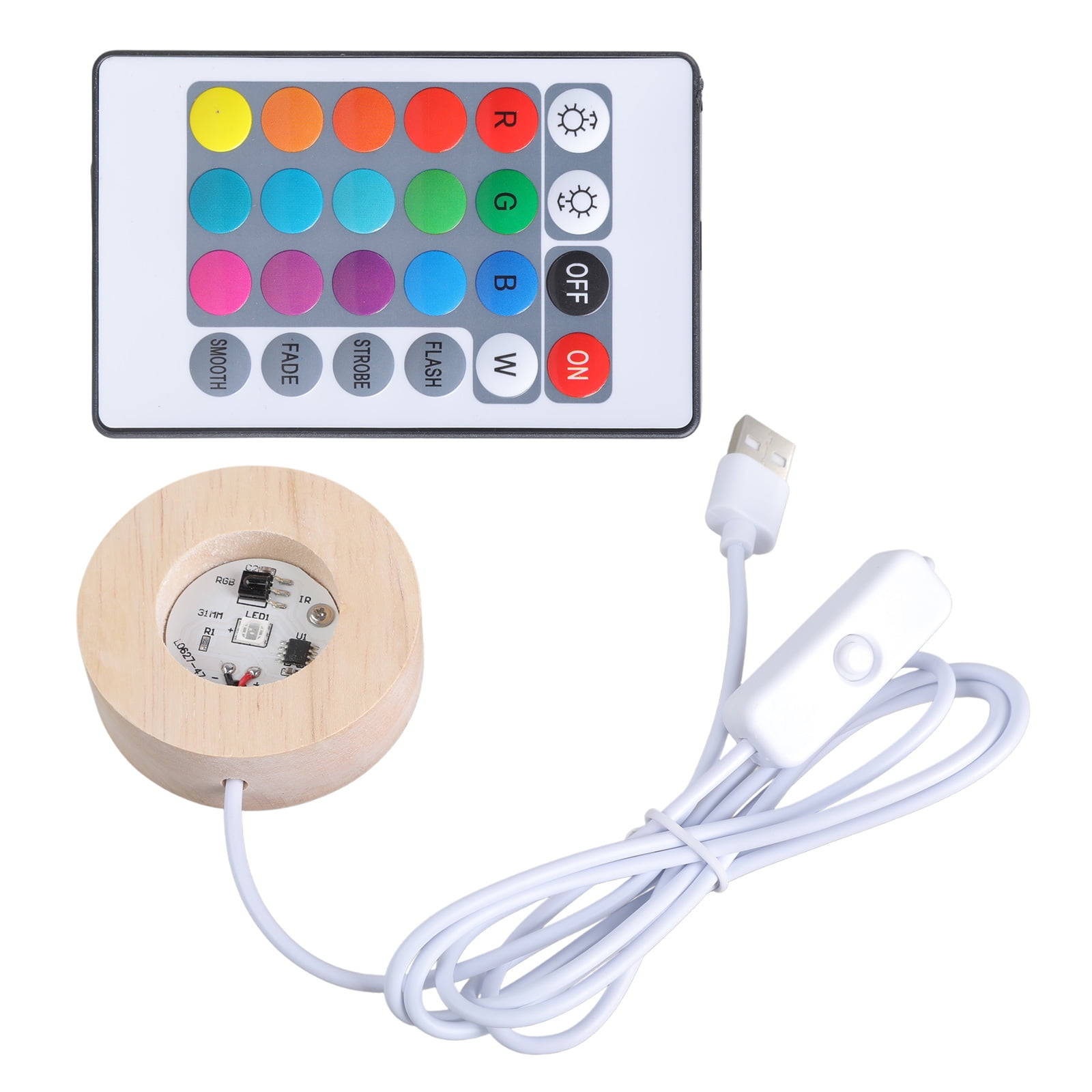 Resin Display Lighted Base Stand 12-Color RGB Round LED Base Vase Light ...