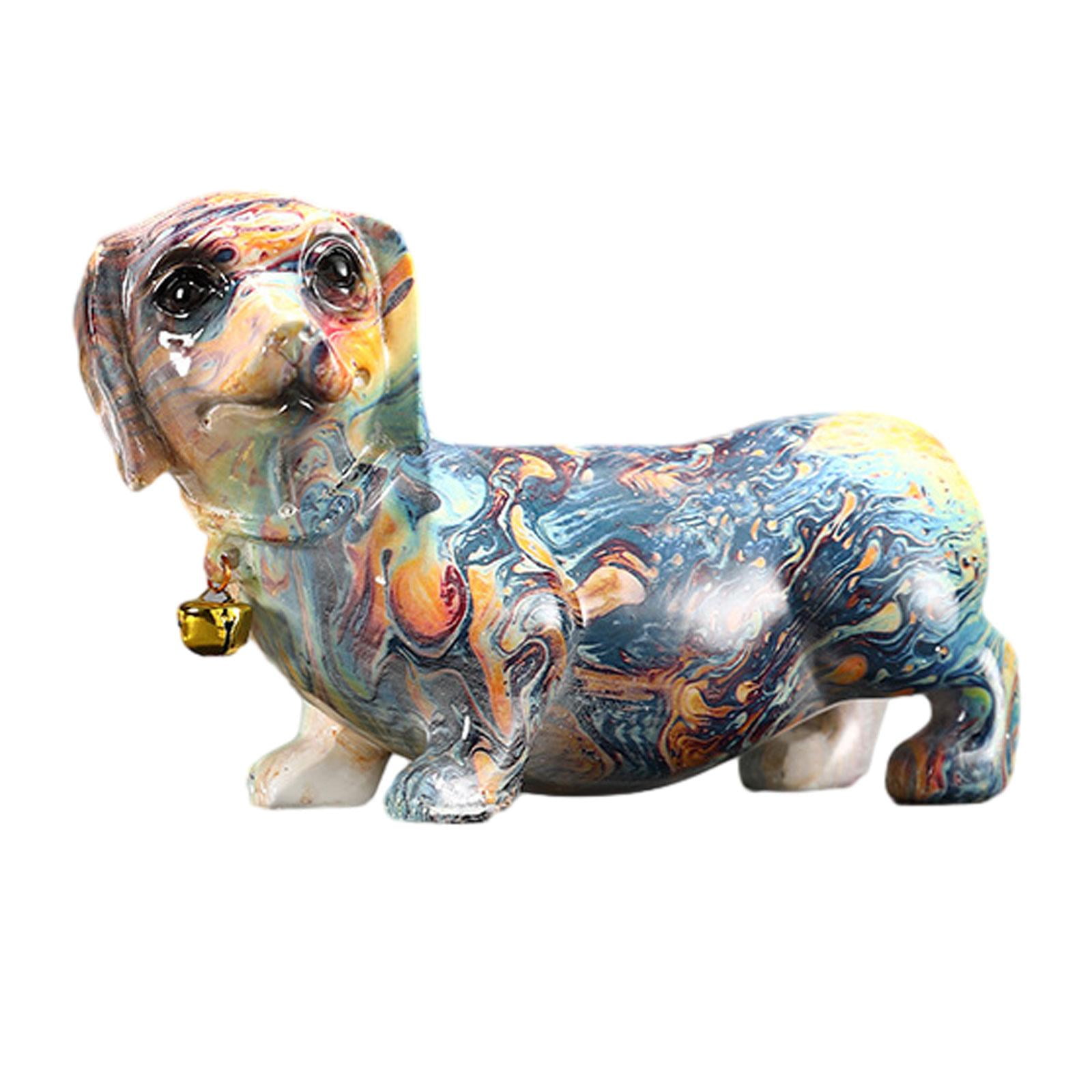 Resin Dog Figurine Sculpture Dachshund Miniature Figurines Decorative ...