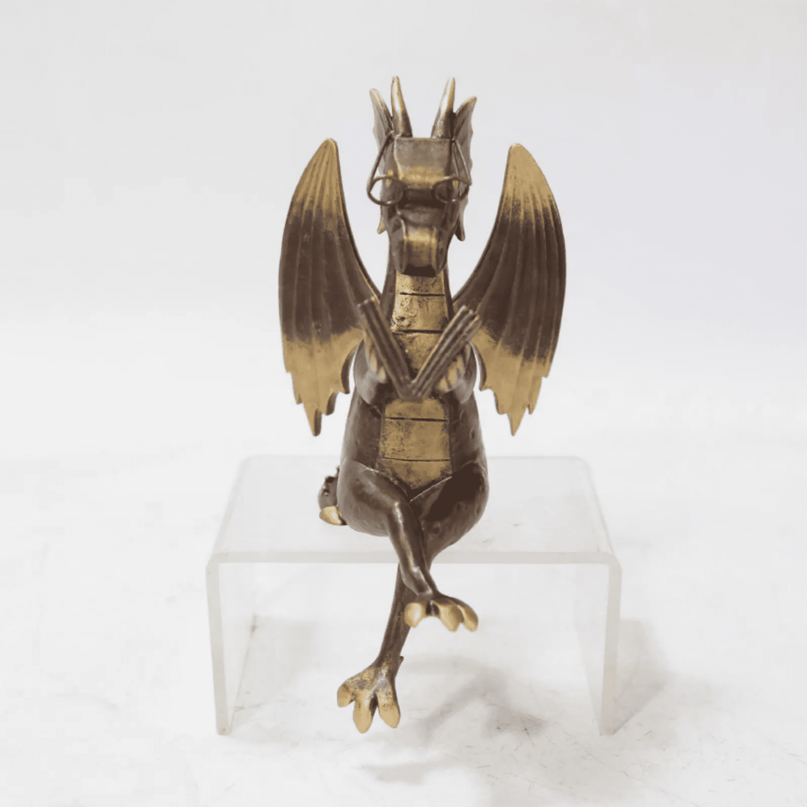 Resin Dragon Reading Book Ornaments Study Room Living Room Desktop Light Crafts Antique Statue ...