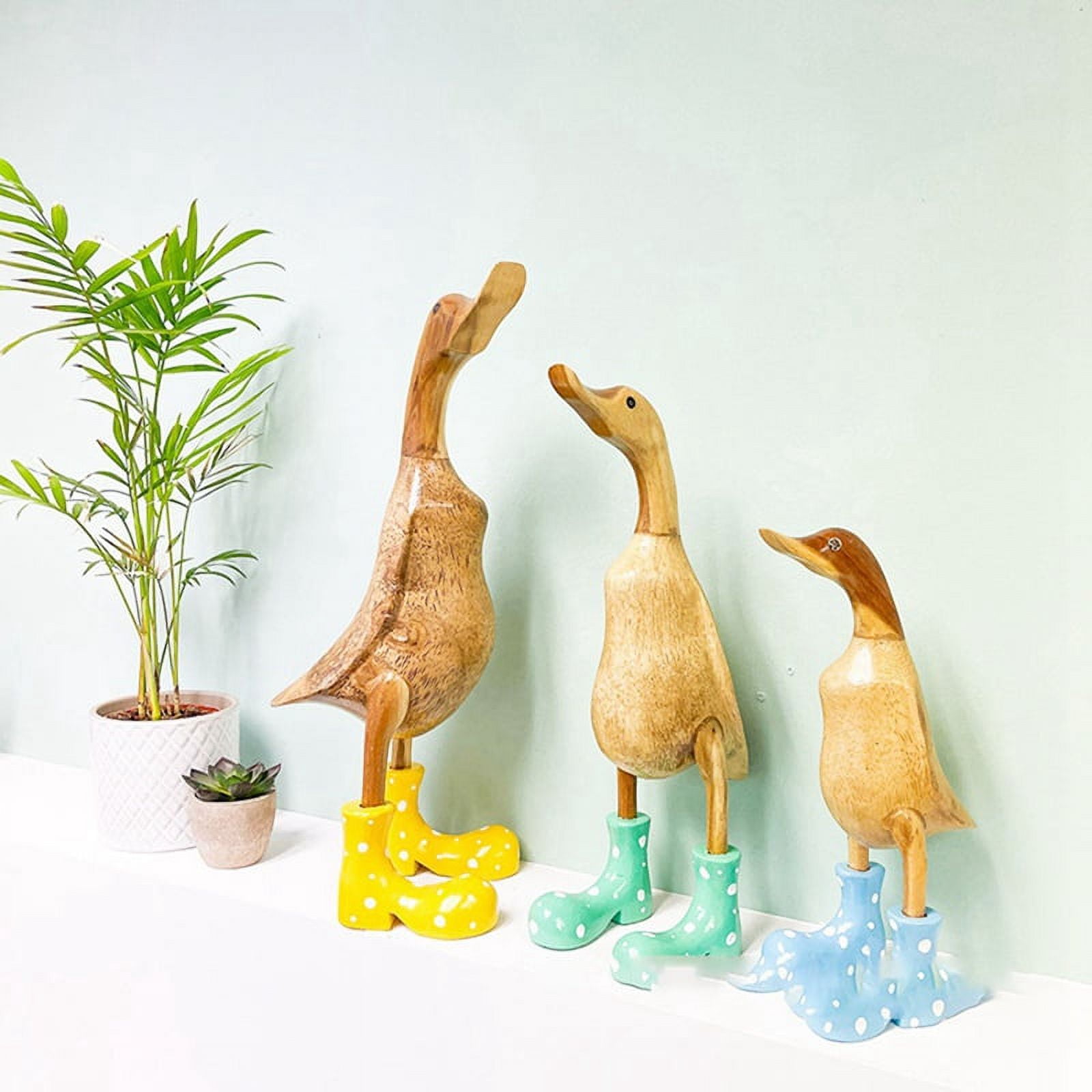 Resin Duck Statue Garden Sculpture Cute Cartoon Ducks Wearing Spotted ...