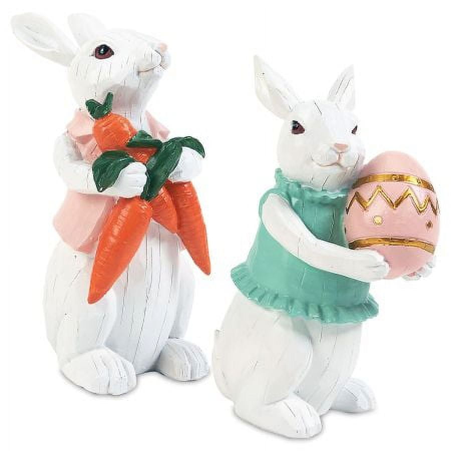 Resin Easter Bunnies Figurine - 7 1/4" Tall, Ceramic Holiday Table Top ...