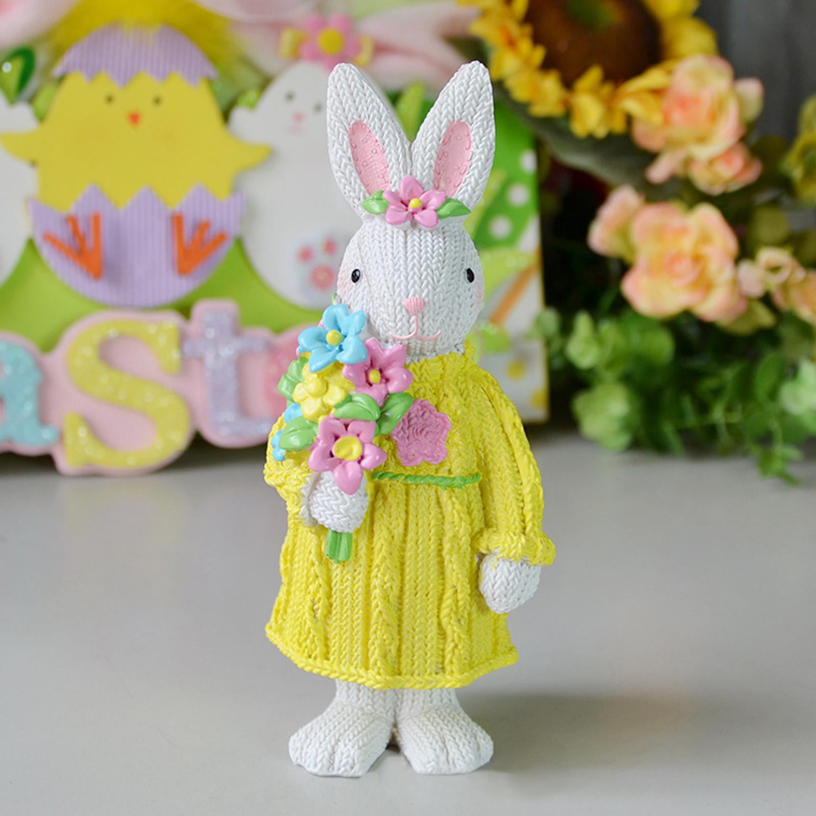 Resin Easter Bunny Figurine Decor Spring Easter Rabbit Statue Home ...