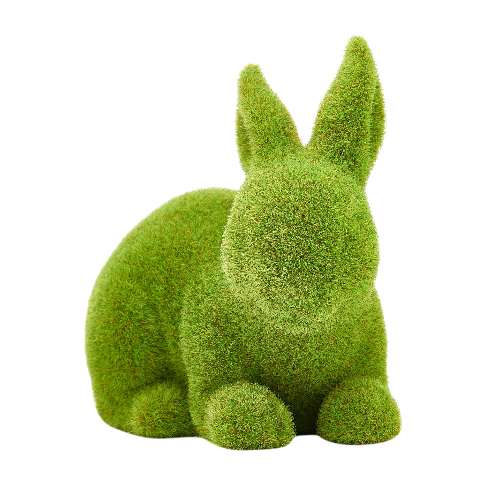 Resin Easter Rabbits Figurines, Easter Moss Bunny Flocked Rabbit Statue ...