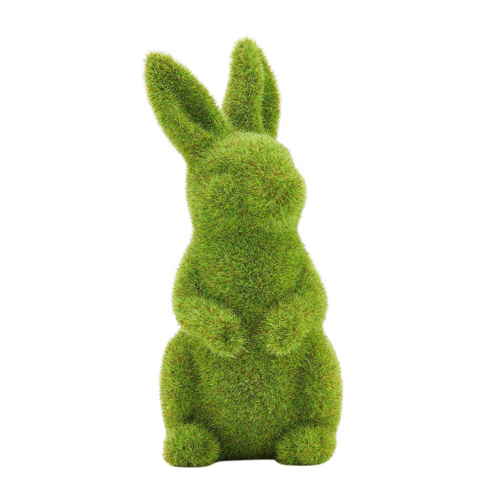 Resin Easter Rabbits Figurines, Easter Moss Bunny Flocked Rabbit Statue ...