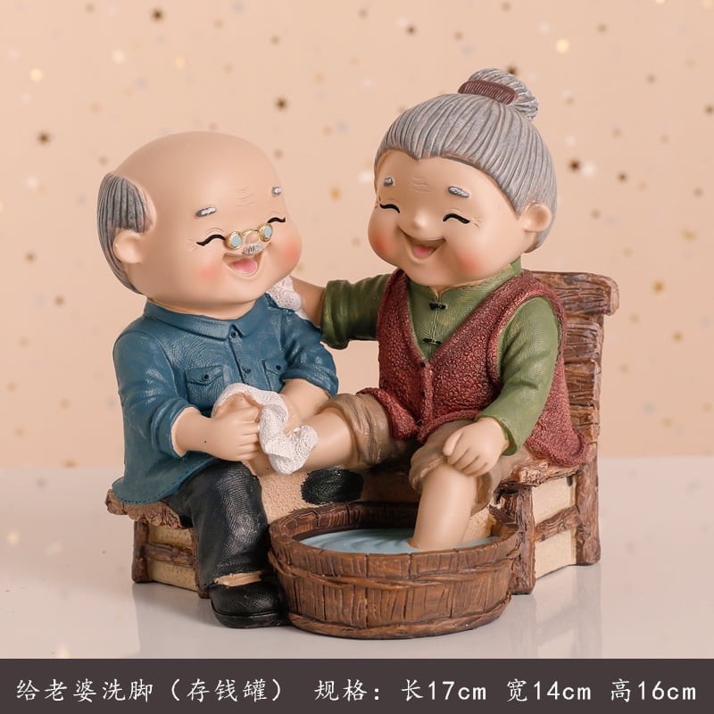 Resin Elderly Couple Figurines Loving Grandparents Statue Miniature Old ...