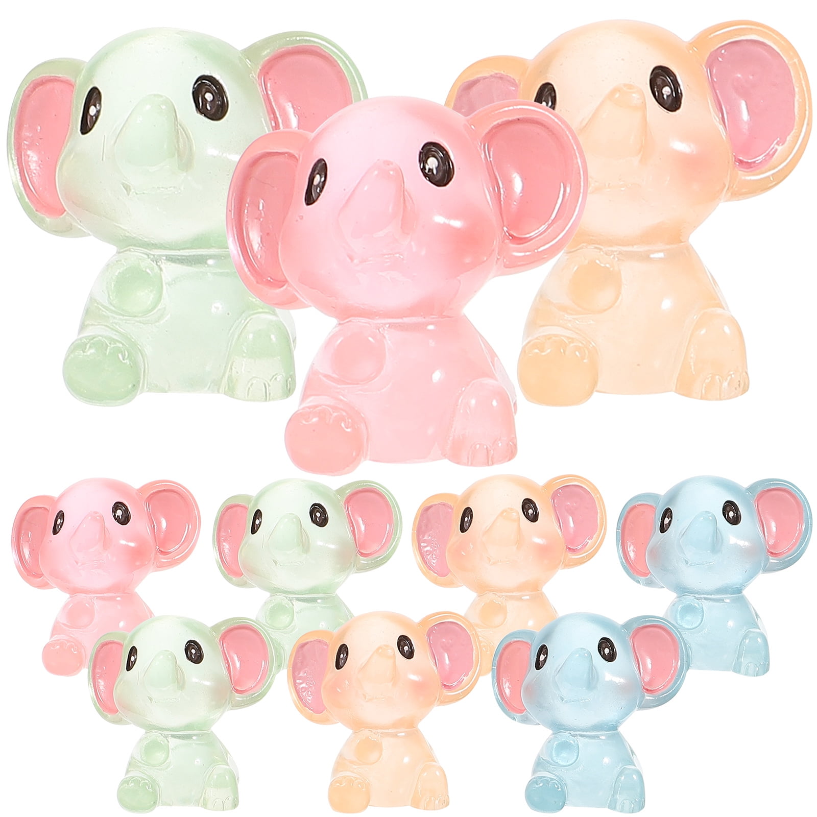 Resin Elephant Figurines Mini Crafts 10 Pcs Cake Animal Home Accents ...