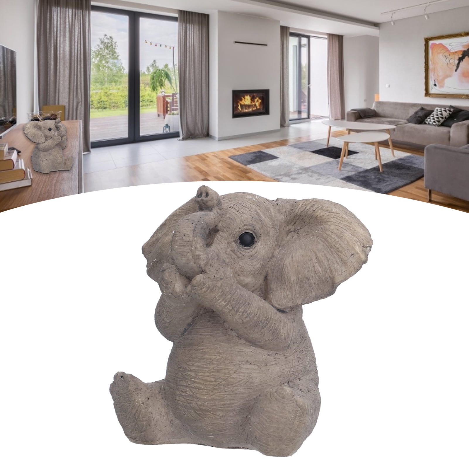 Resin Elephant Statue Crafts Cute Elephant Ornament Home Decoration for ...