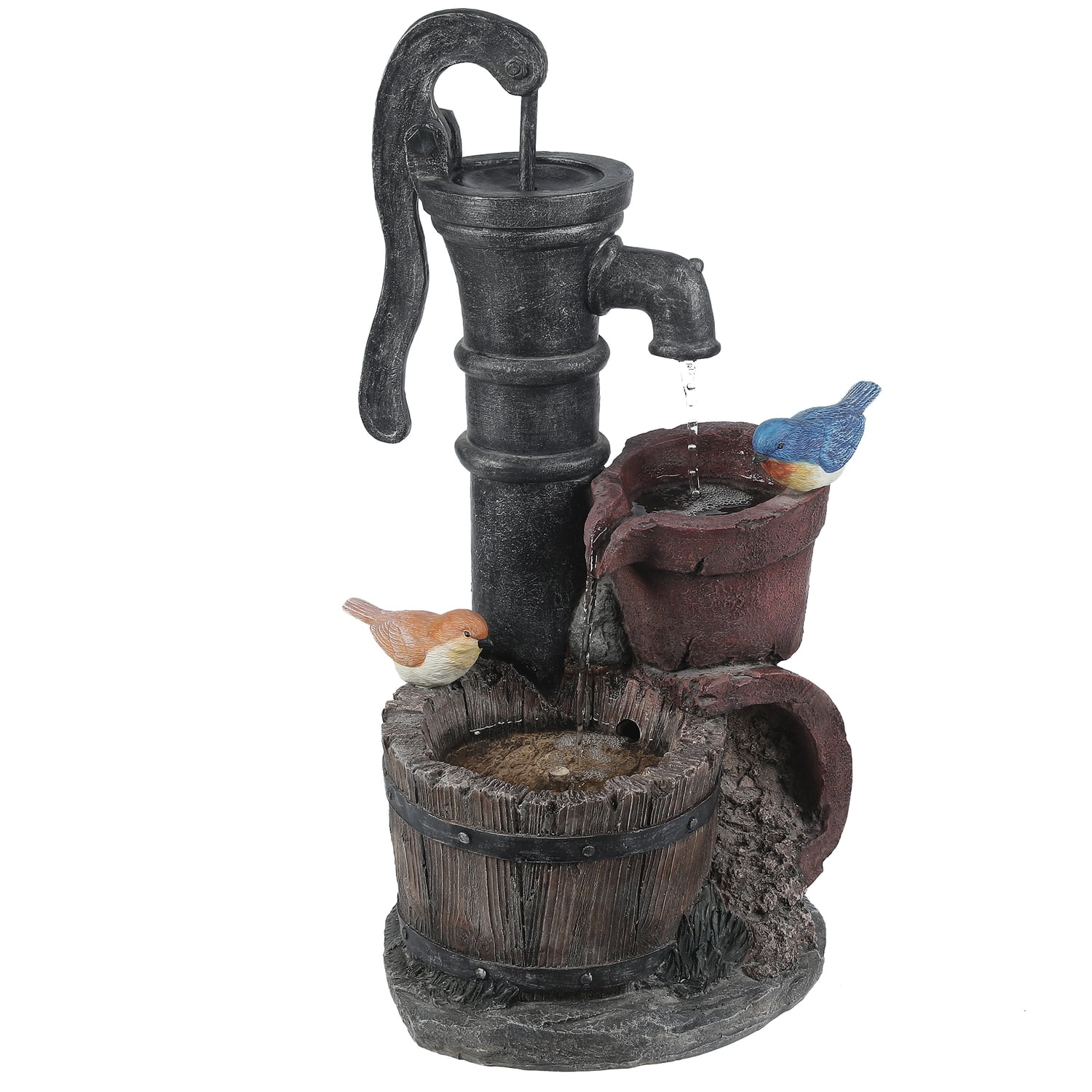 Resin Farmhouse Barrel and Water Pump Outdoor Fountain - Walmart.com