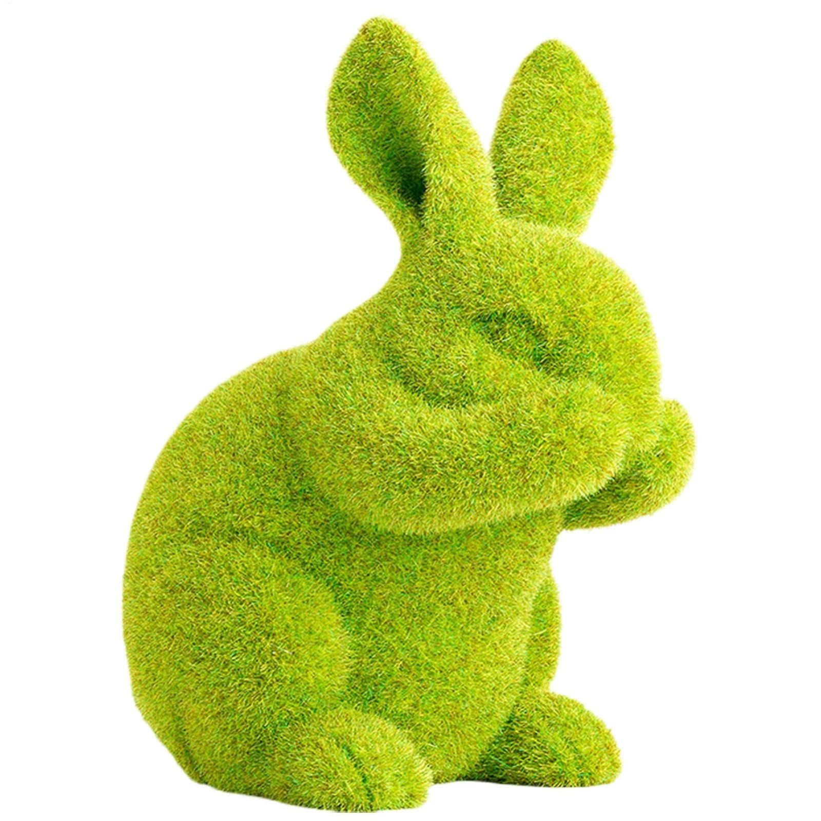 Resin Flocked Bunny Figurines, Artificial Green Bunnies for Easter ...