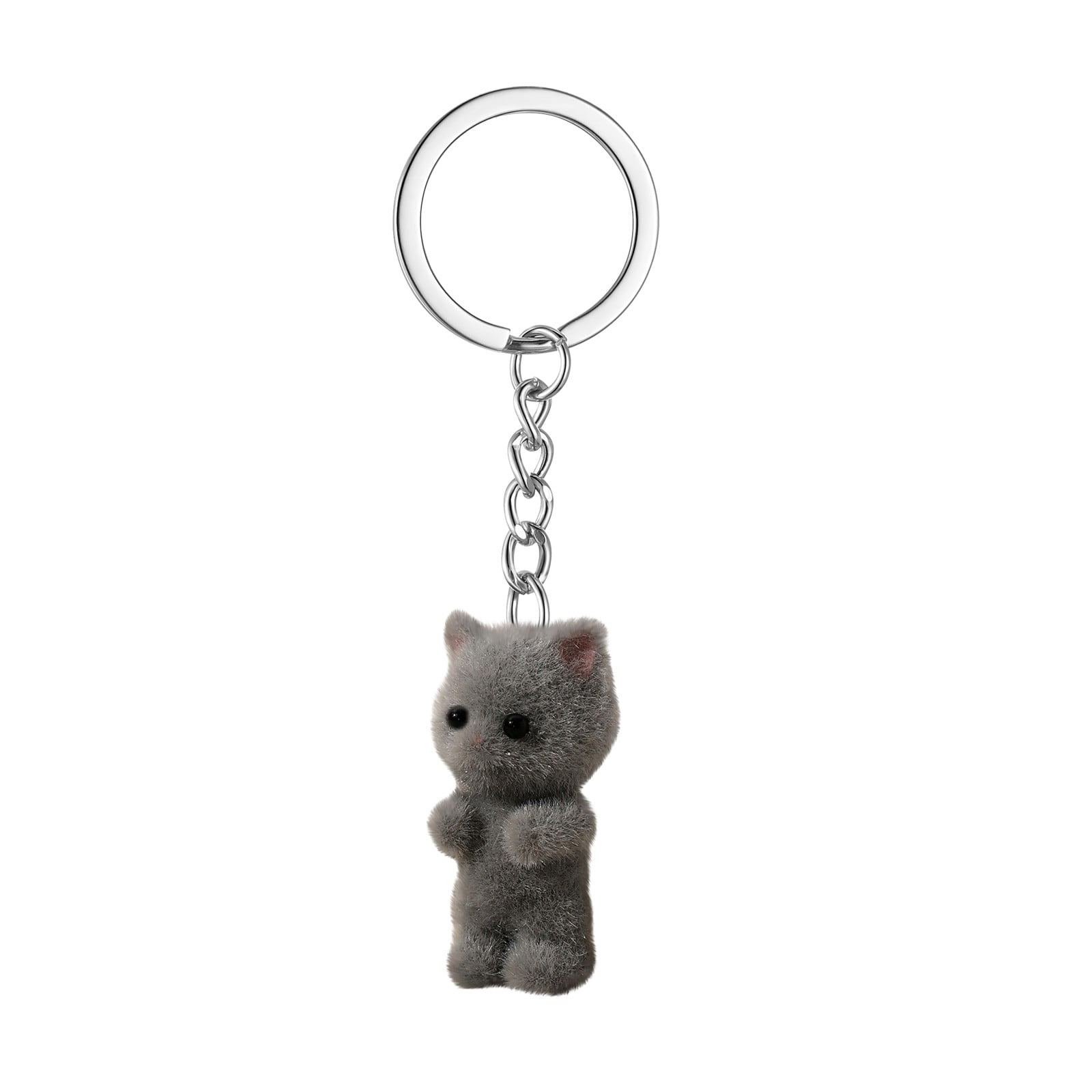 Resin Flocking 3D Cat Keychain Pendant - Durable Car Keys Holder Charm ...