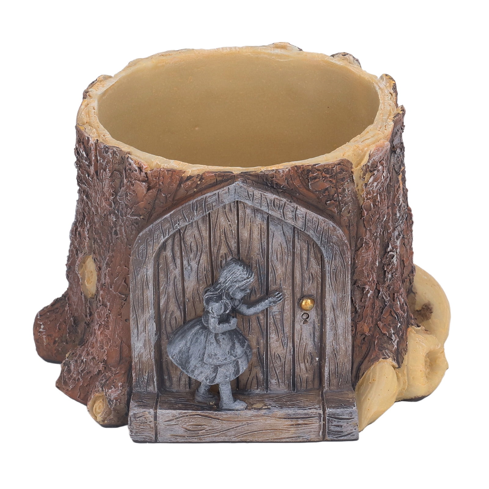 Resin Flower Pot Girl At Doorway Drainage Hole Wide Stable Base Durable ...