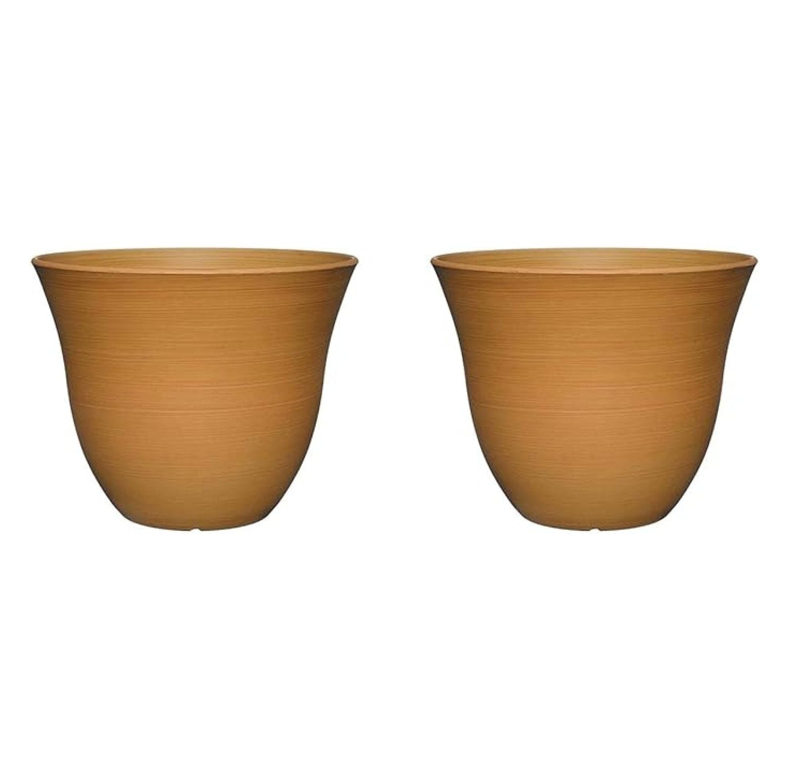 Resin Flower Pots - 15" Round Planters (2 Pack) - Indoor/Outdoor ...