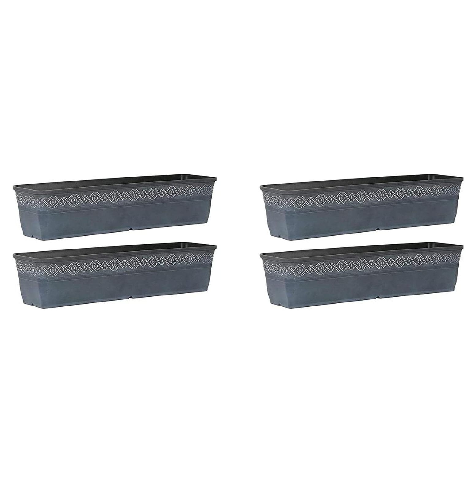 Resin Flower Pots, 18" Rectangular Planters - 4 Pack - Storm Blue ...