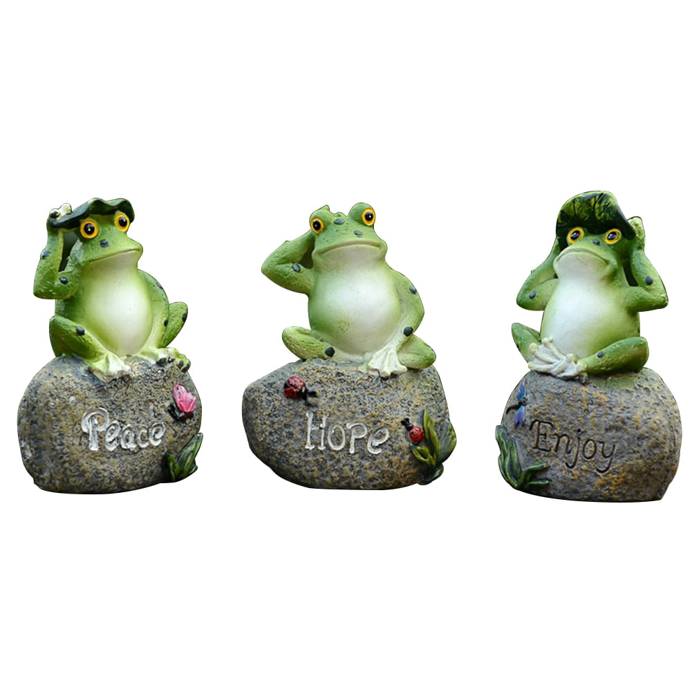 Resin Frog Figurines Garden Decoration, 3 Pack Vivid Frog Statue for ...