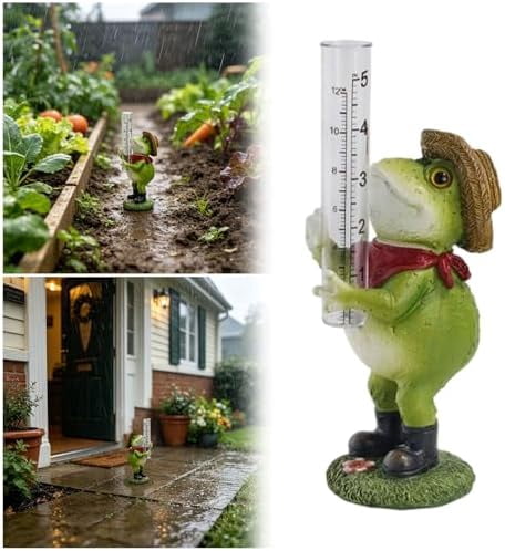 Resin Frog Rain Gauge with Glass Tube, Outdoor Yard Garden Decor ...