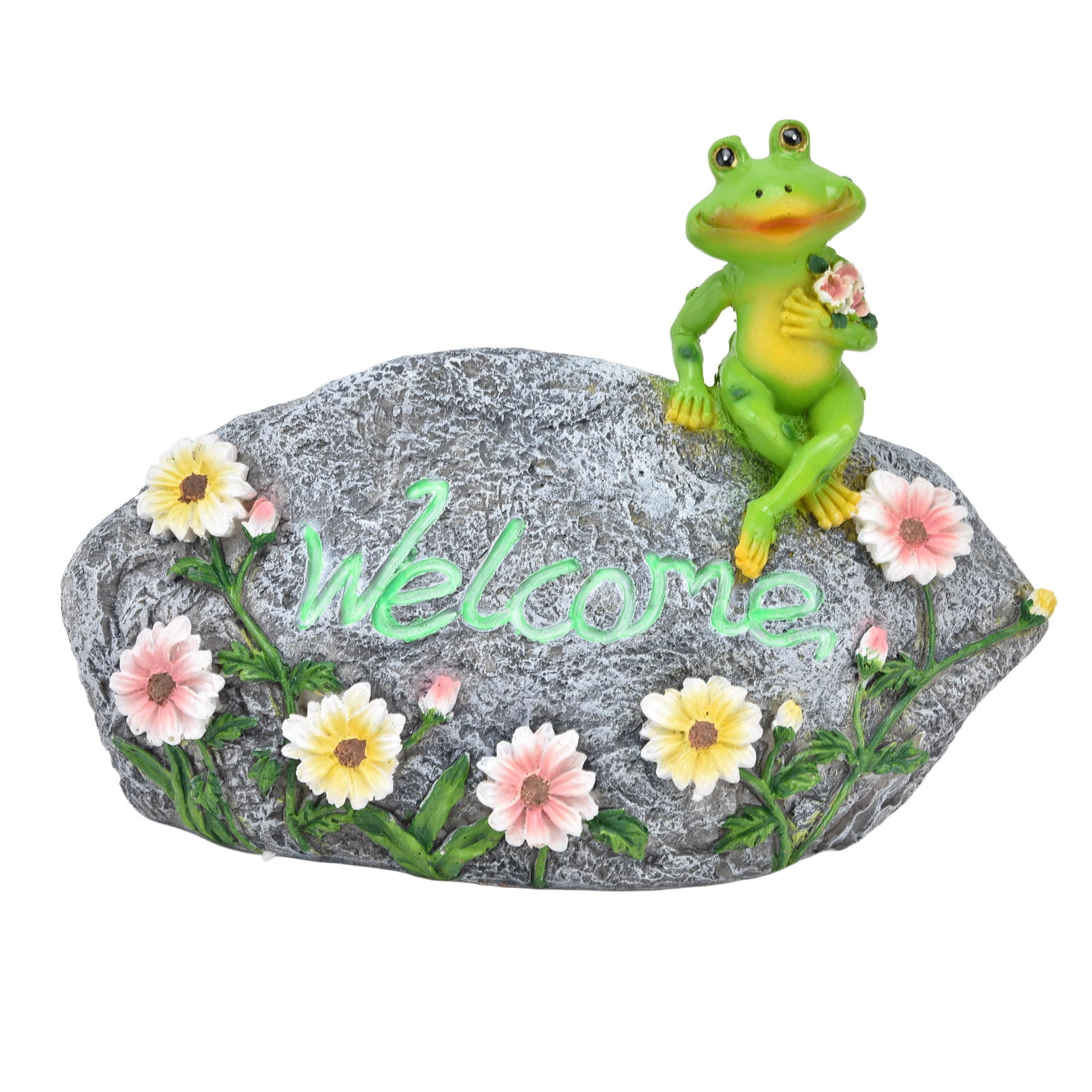 Resin Frogs Sculpture with Welcome Sign - Durable Waterproof Garden ...