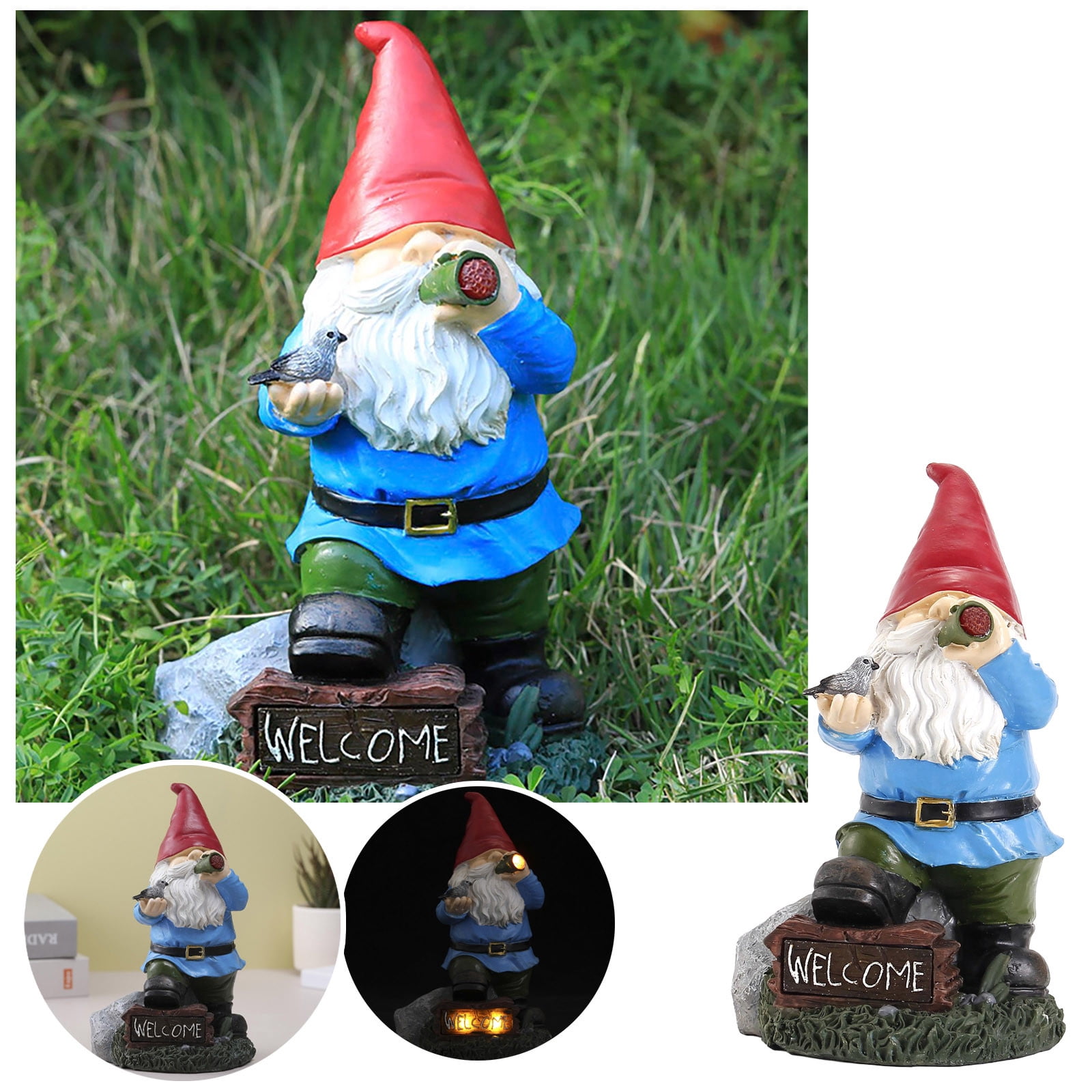 Resin Garden Decor,7.1 Inch Tall Solar Funny Garden Outdoor Statues ...