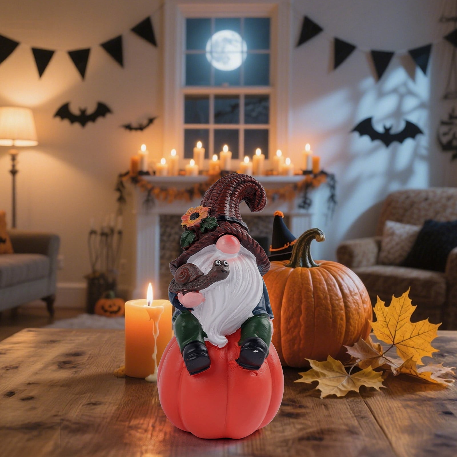 Resin Garden Gnome Pumpkin Statue | Handcrafted Dwarf Figurine | Indoor ...