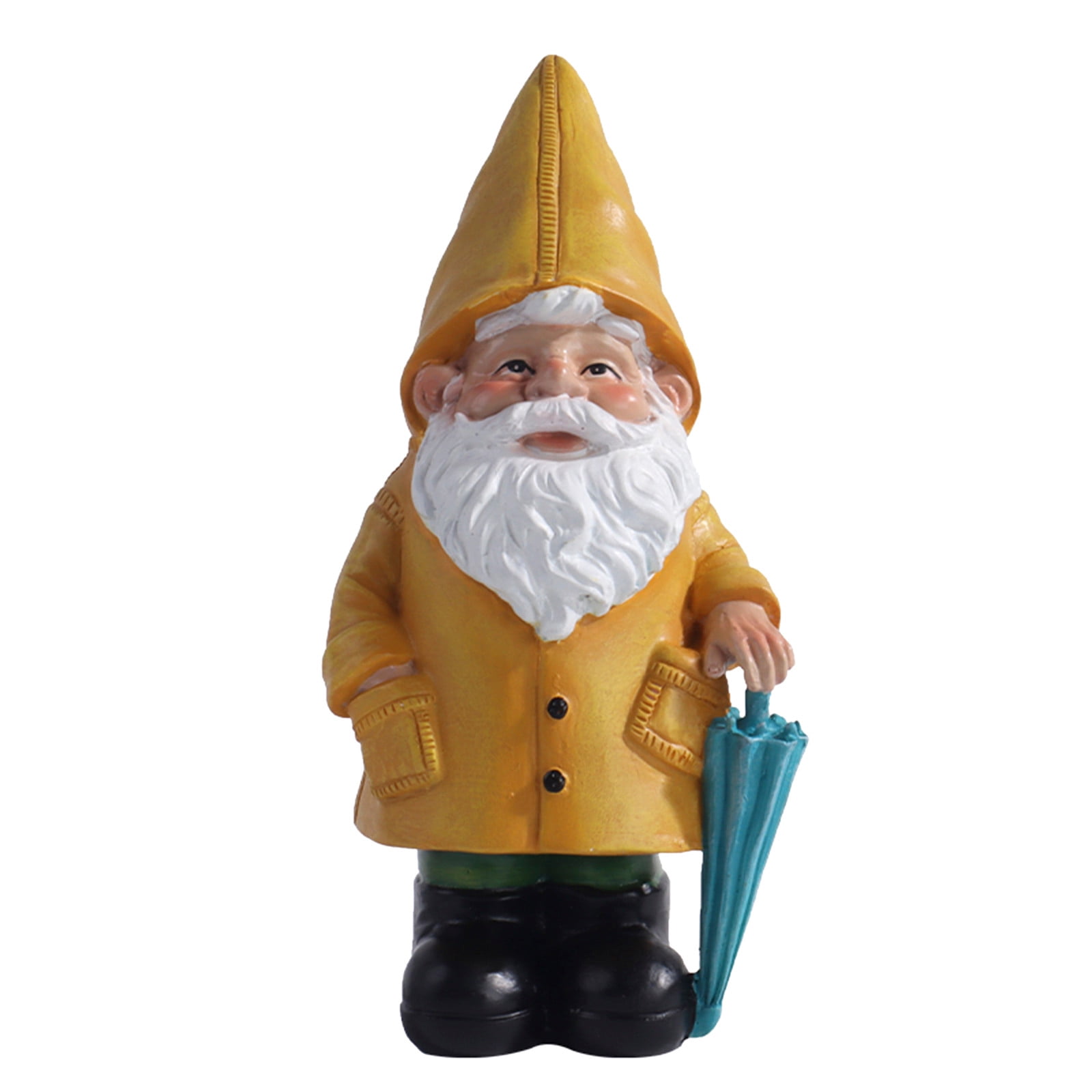 Resin Garden Statue - Umbrella-Holding Dwarf, Solar Light, Weather ...
