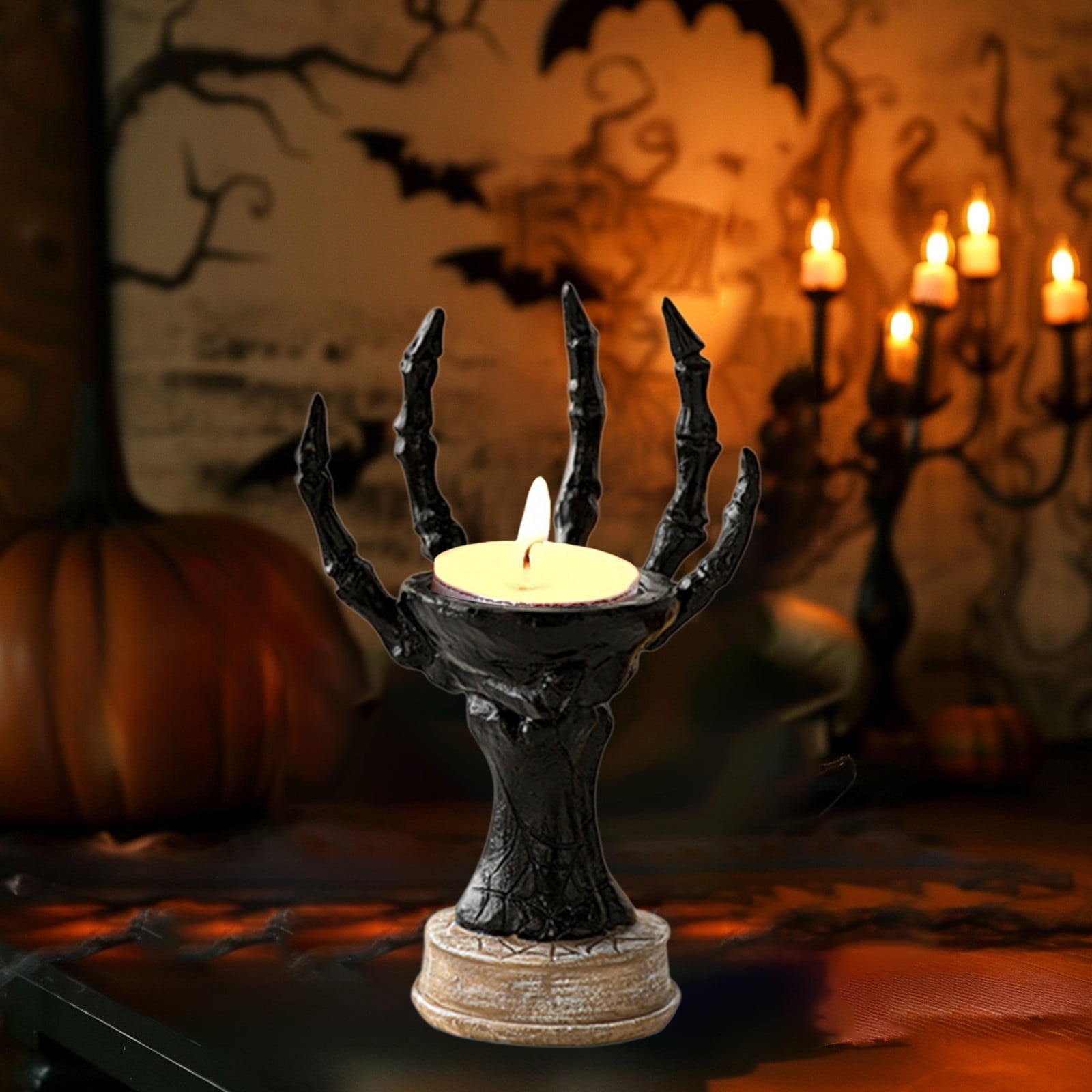 Resin Ghost Claw Handheld Candlestick Halloween Decor Spooky Tabletop Centerpiece for Haunted ...