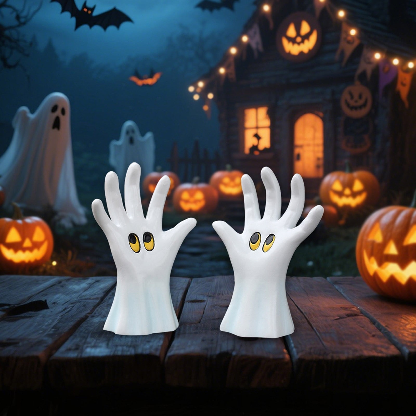 Resin Ghost Hand Decorations - Halloween Spooky Tabletop Decor Set ...