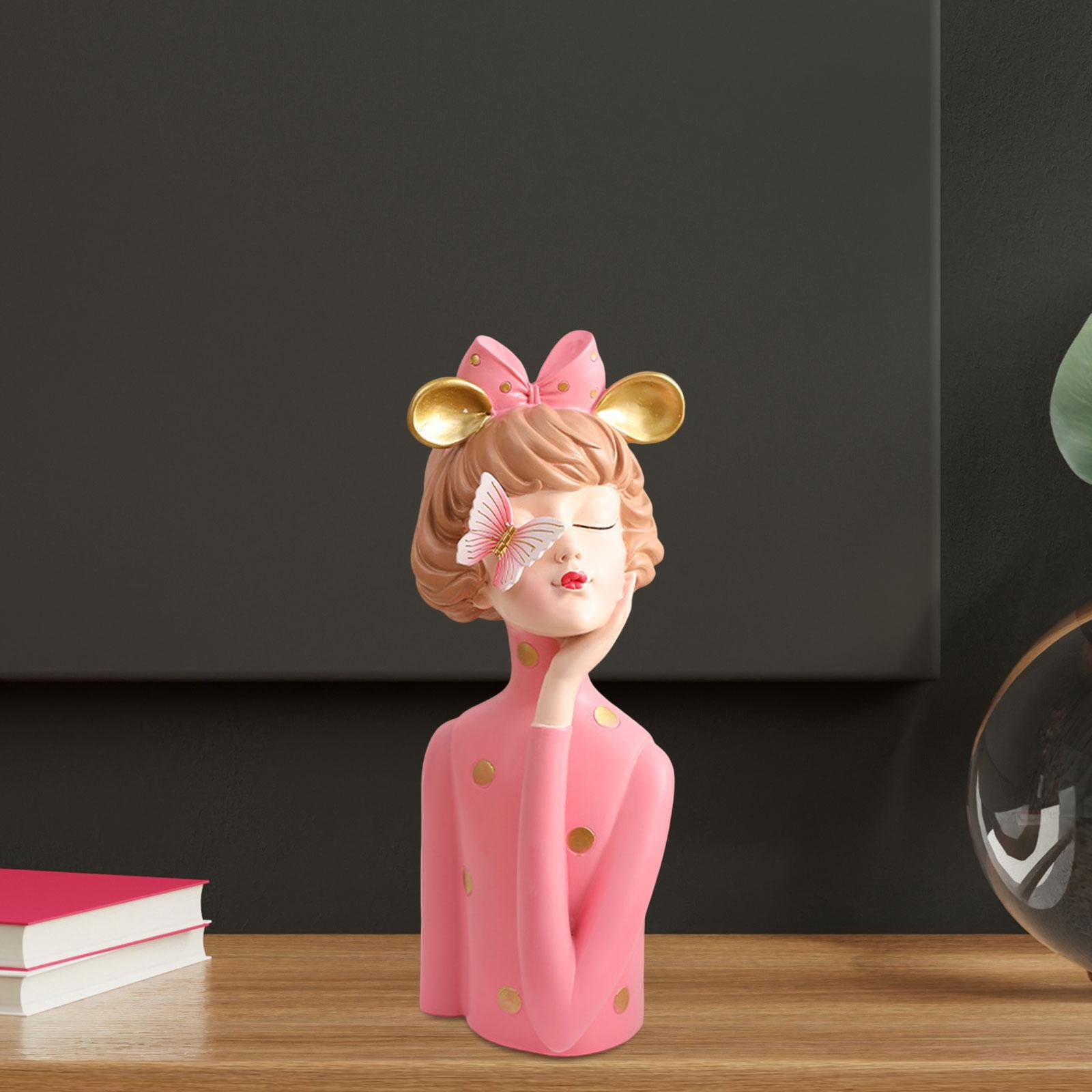 Resin Girl Statue Modern Decorative Object Figurine for Shelf Bookcase ...