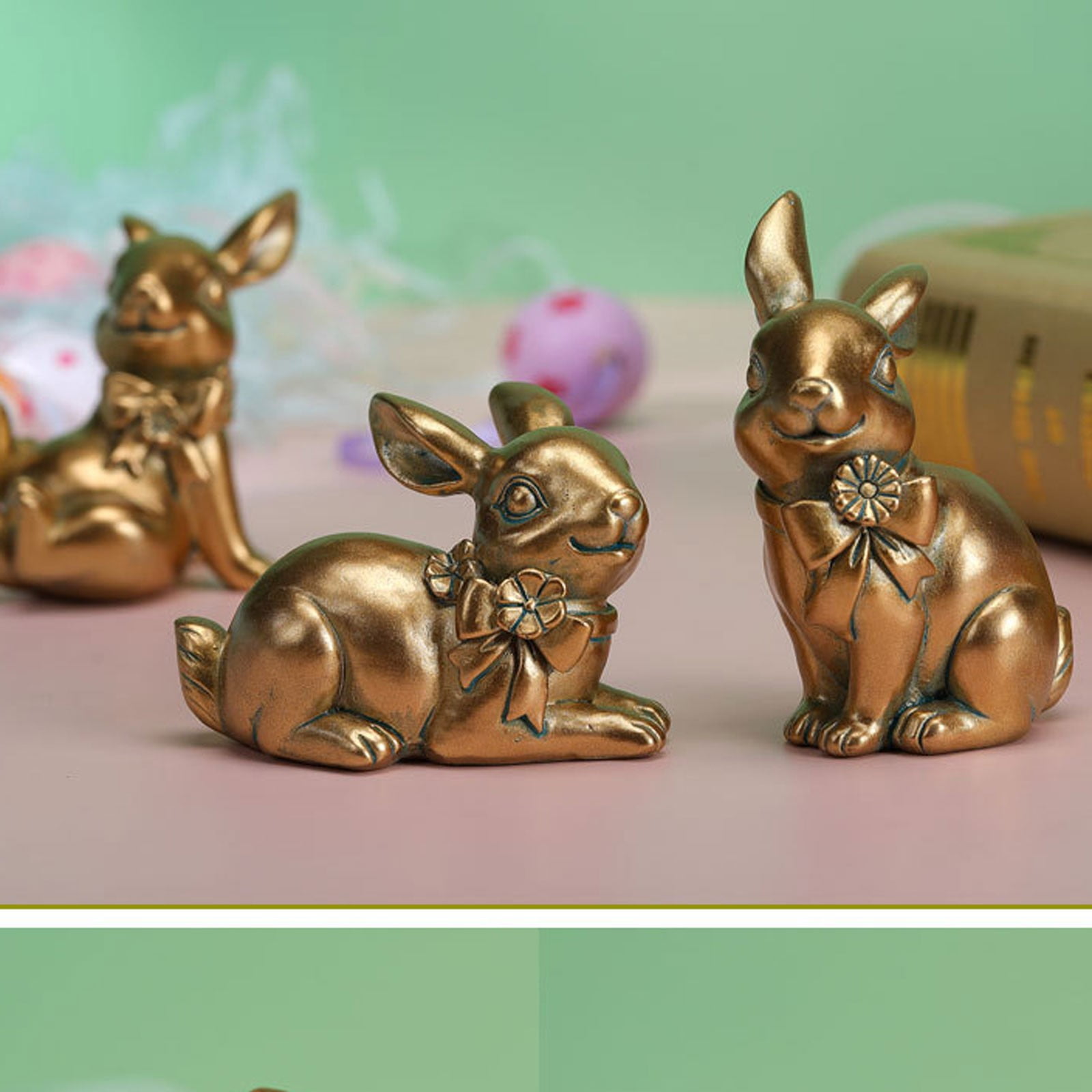 Resin Gold Bunny Decor Rabbit Figurines, Golden Bunny Figurines, Small ...