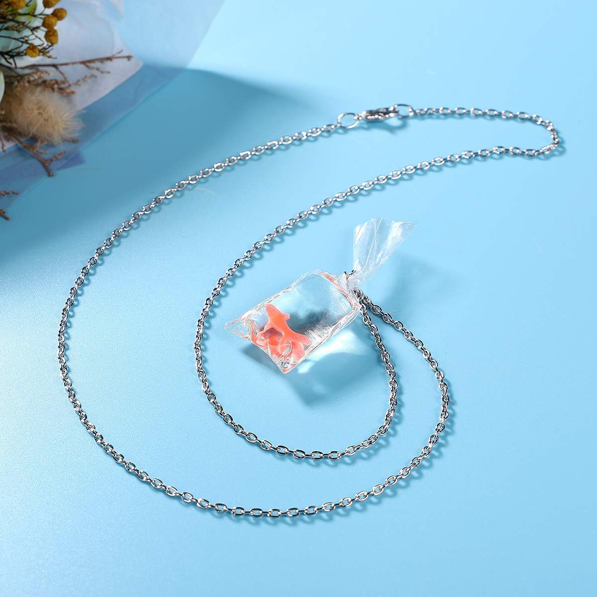 Resin Goldfish Koi Fish Necklace Creative Transparent Water Bag Fish ...