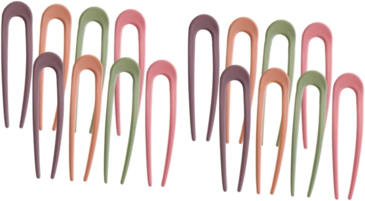 Resin Hair Sticks 16 Pcs U-shaped Hairpin Bun Hair Pieces for Women ...