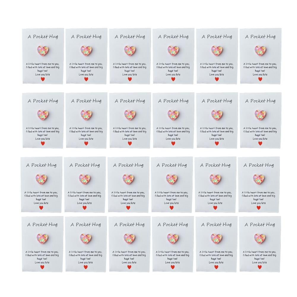 Resin Heart Pocket Token, Mini Cute Little Pocket Hugs with Greeting Cards, Card Pocket Positive ...