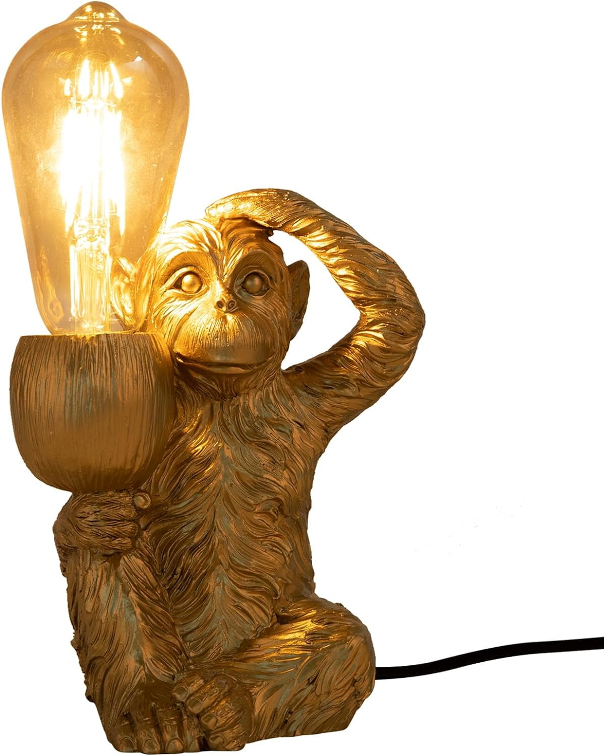 Resin Hemp Rope Monkey Table Light Retro Edison Desk Resin Sitting ...