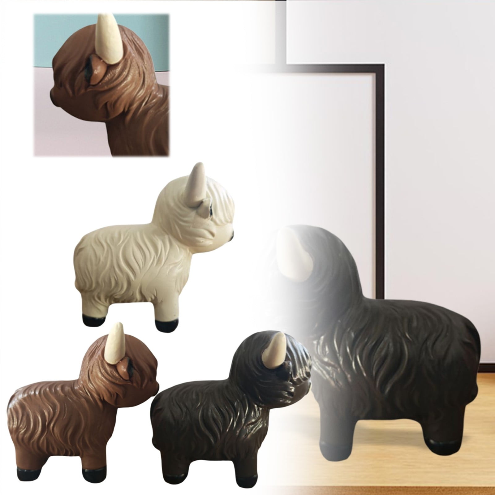 Resin Highland Cow Figurine, 4.3x4 Inch Highlander Cattle Statue ...