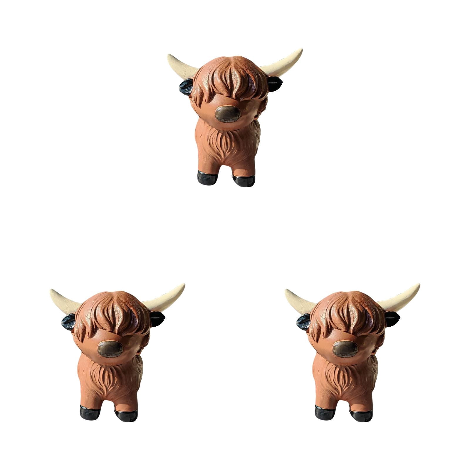 Resin Highland Cow Figurine, 4.3x4 Inch Highlander Cattle Statue ...