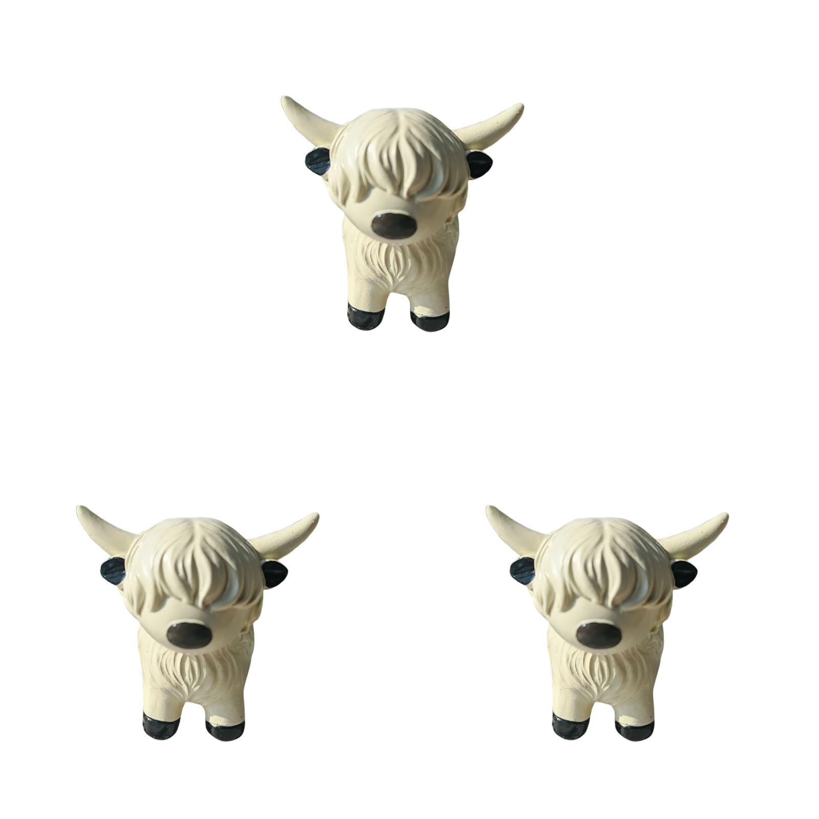 Resin Highland Cow Figurine, 4.3x4 Inch Highlander Cattle Statue ...