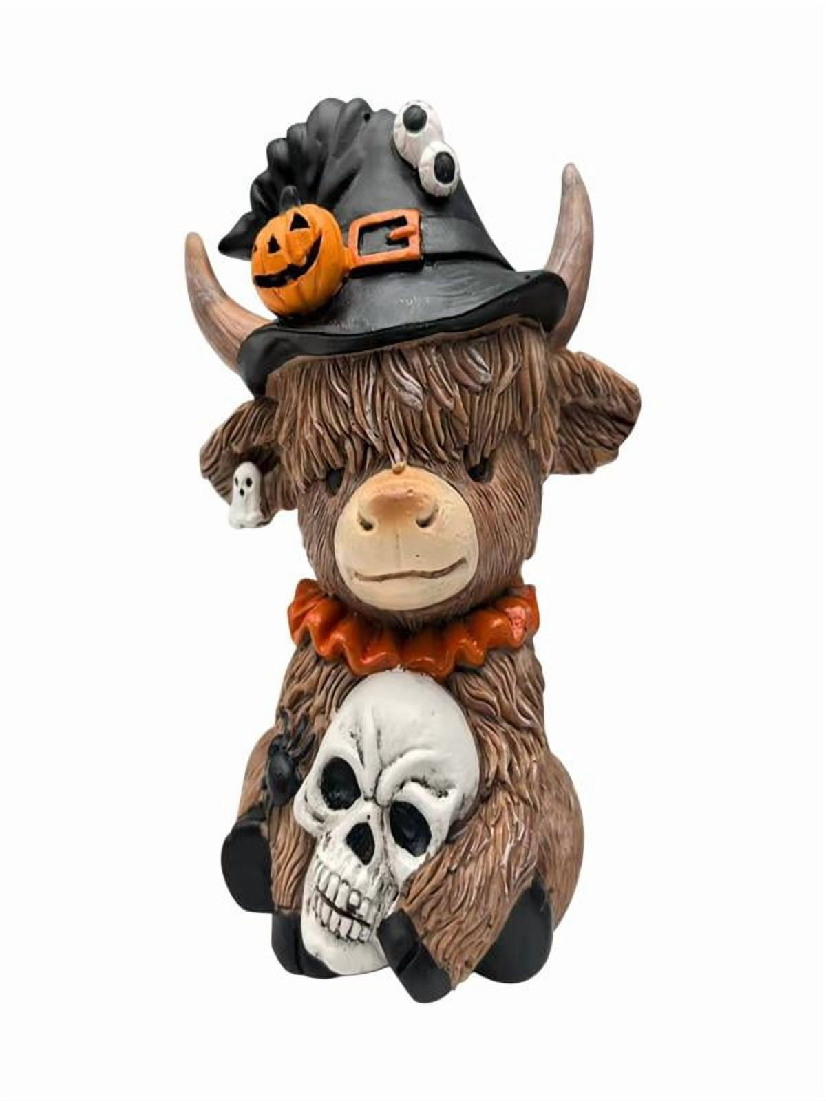 Resin Highland Cow Figurines,Halloween Pumpkin Cow Statue,Autumn High ...