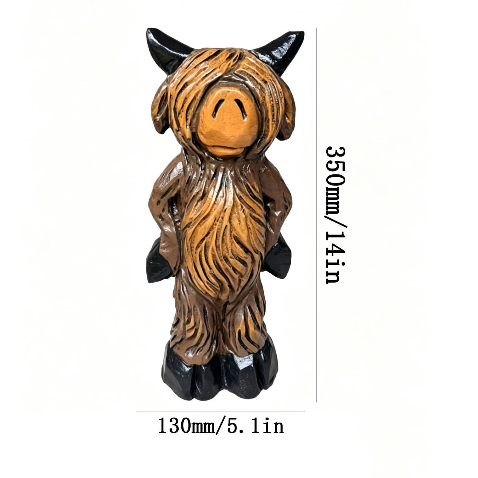 Resin Highland Cow Statue Ornament For Porch Garden Yard Decor 14 ...