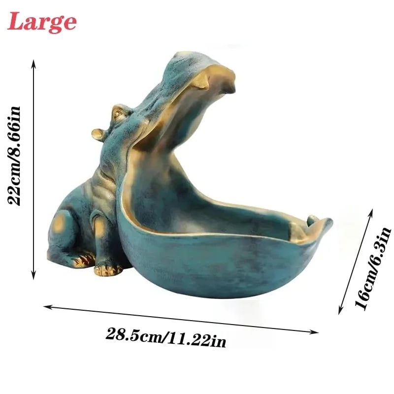 Resin Hippo Statue Sculpture Figurine Key Candy Storage Ornaments ...