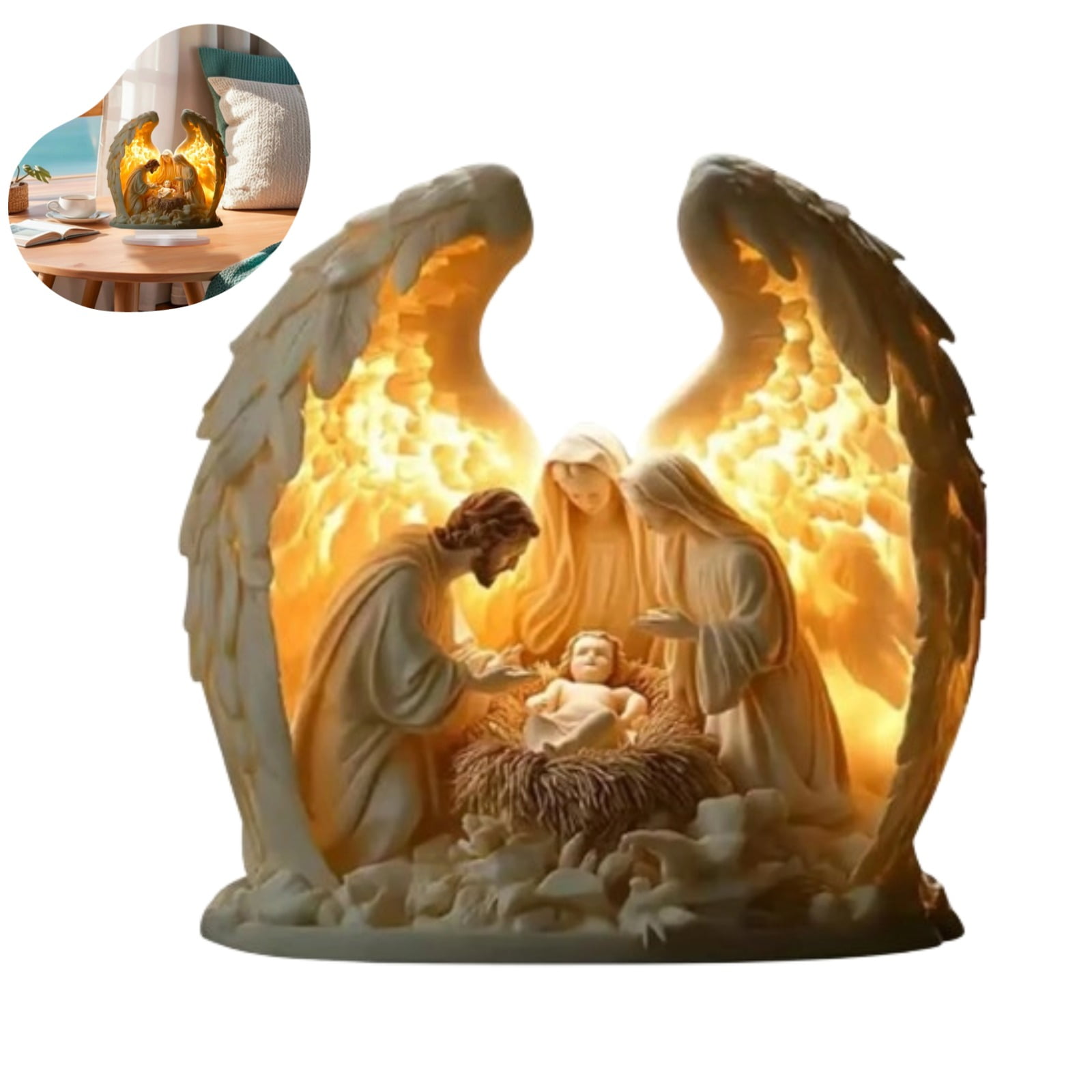 Resin Holiday Ambient Ornament - Angel Wing Light-Up Figurine ...