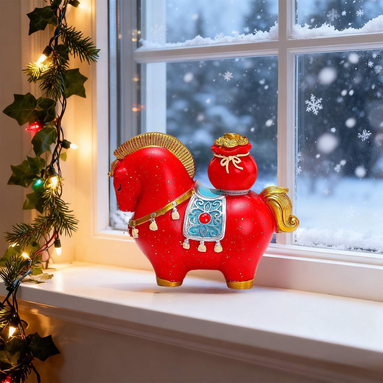 Resin Horse Statue,Money Comes Soon Cute Horse Figurine Office Desktop ...