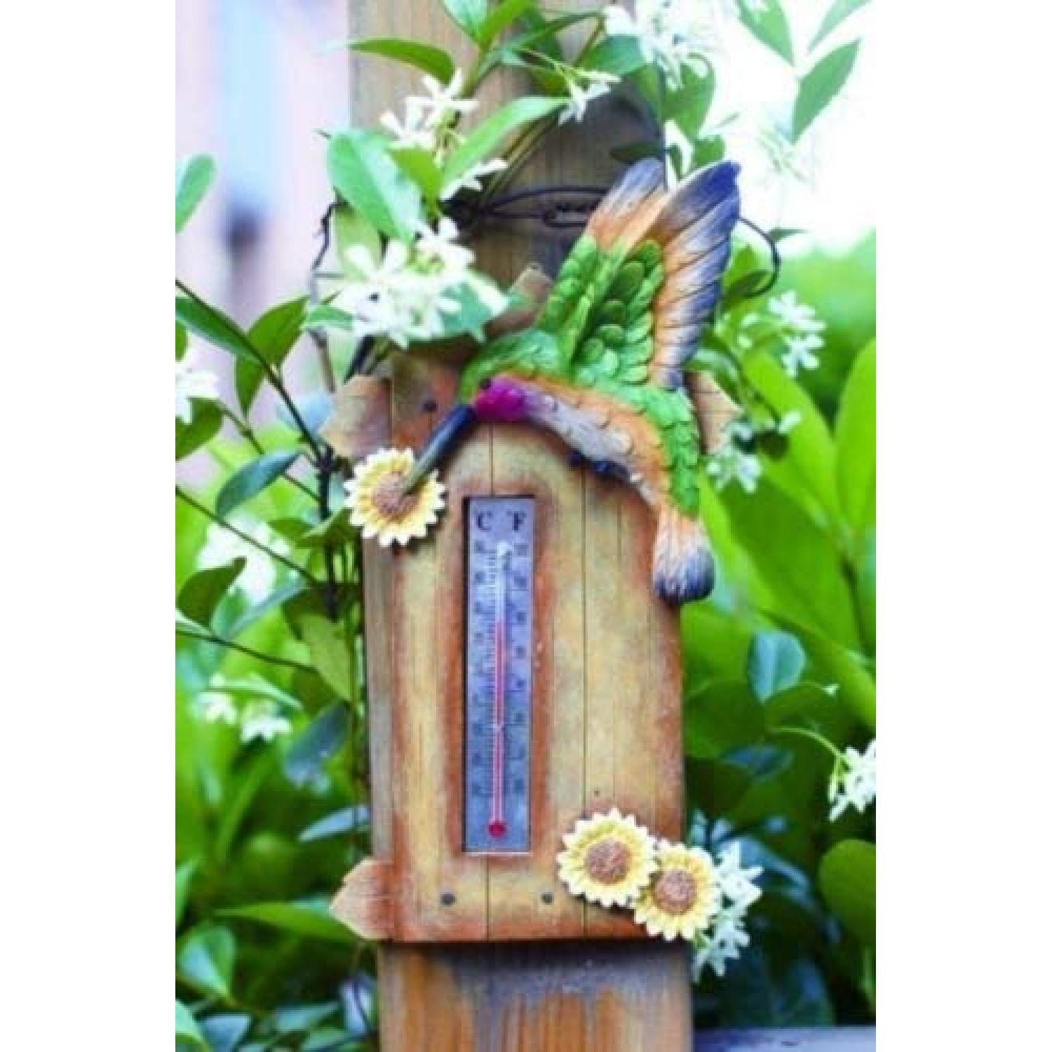 Resin Hummingbird Bird Flower Thermometer - Walmart.com