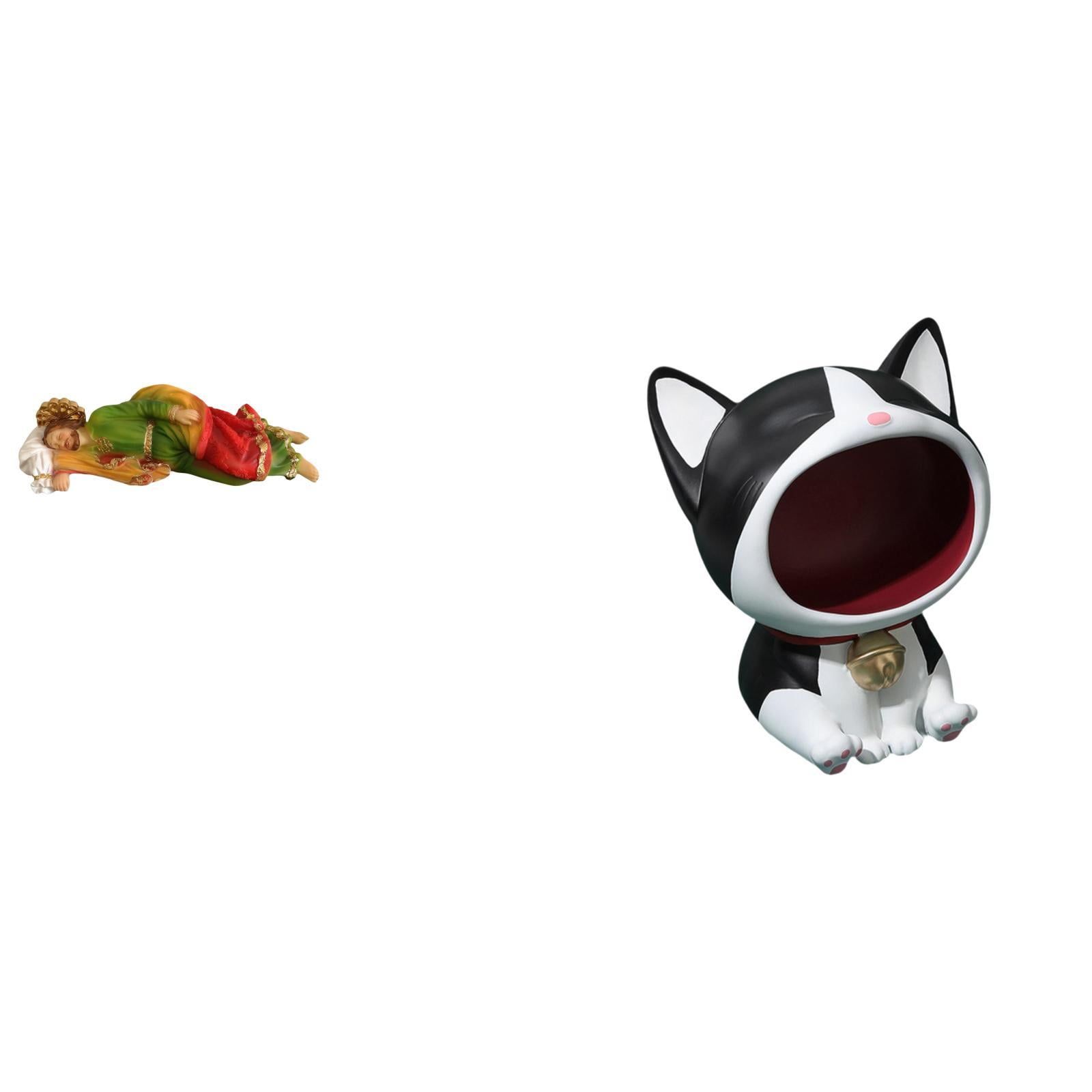 Resin Joseph Cat Statue Sleeping Religious Figurine with Key Bowl ...