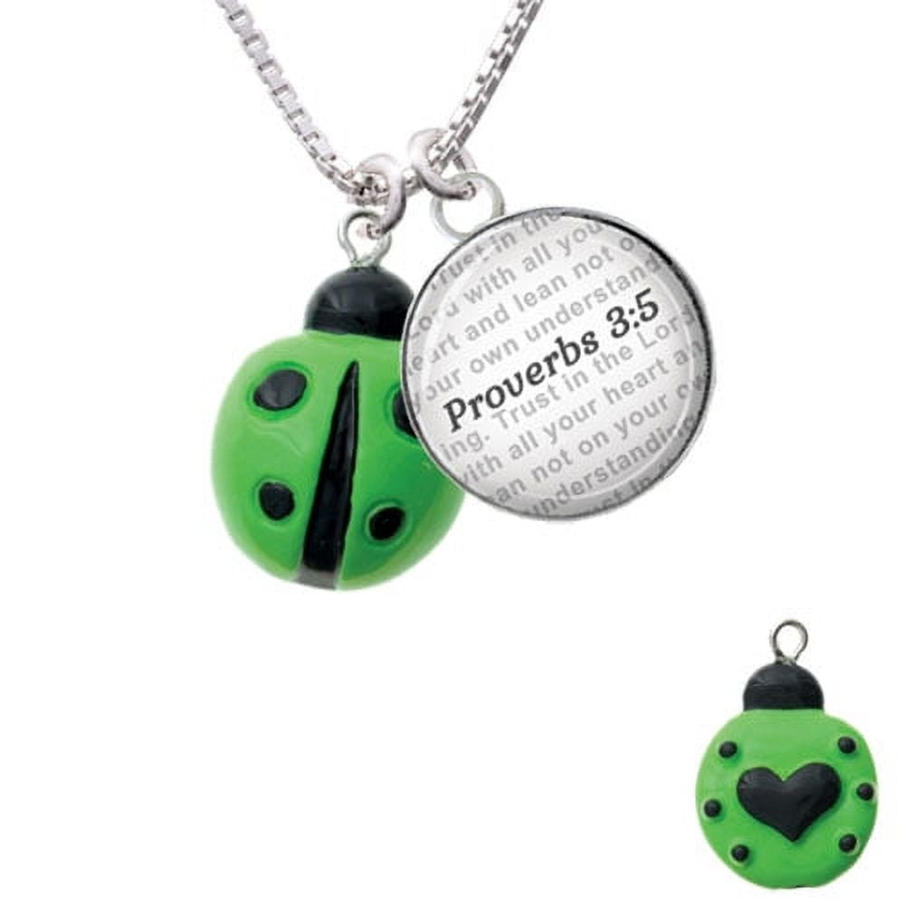 Resin Lime Green Ladybug Love Bug - Bible Verse Proverbs 3:5 Glass Dome ...