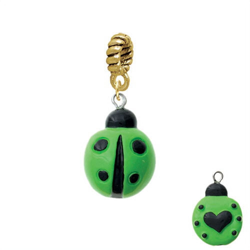 Resin Lime Green Ladybug Love Bug - Gold Tone Rope Charm Bead - Walmart.com
