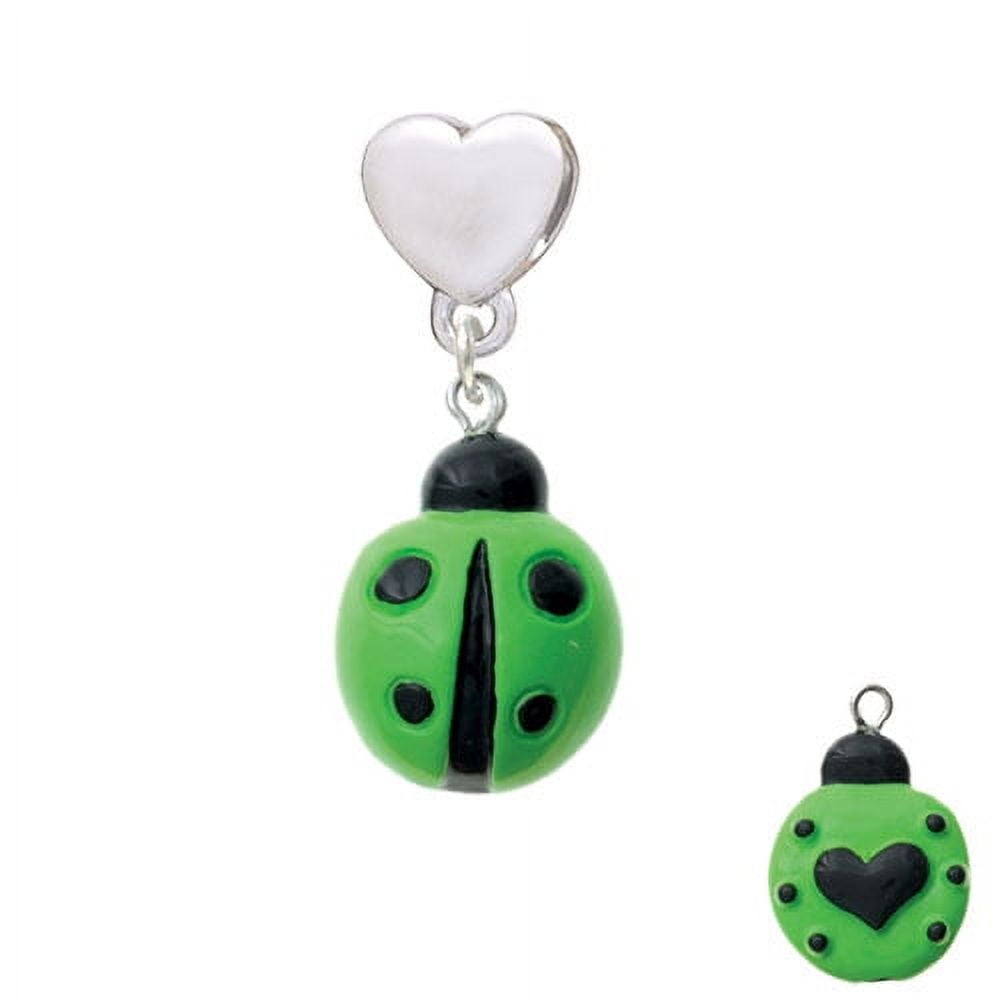 Resin Lime Green Ladybug Love Bug - Heart Charm Bead - Walmart.com