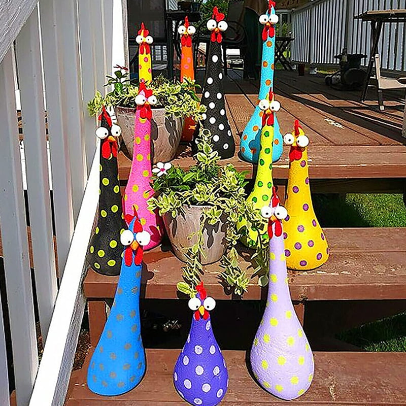 Resin Long Neck Chicken Ornaments for Garden Courtyard Office Desktop ...